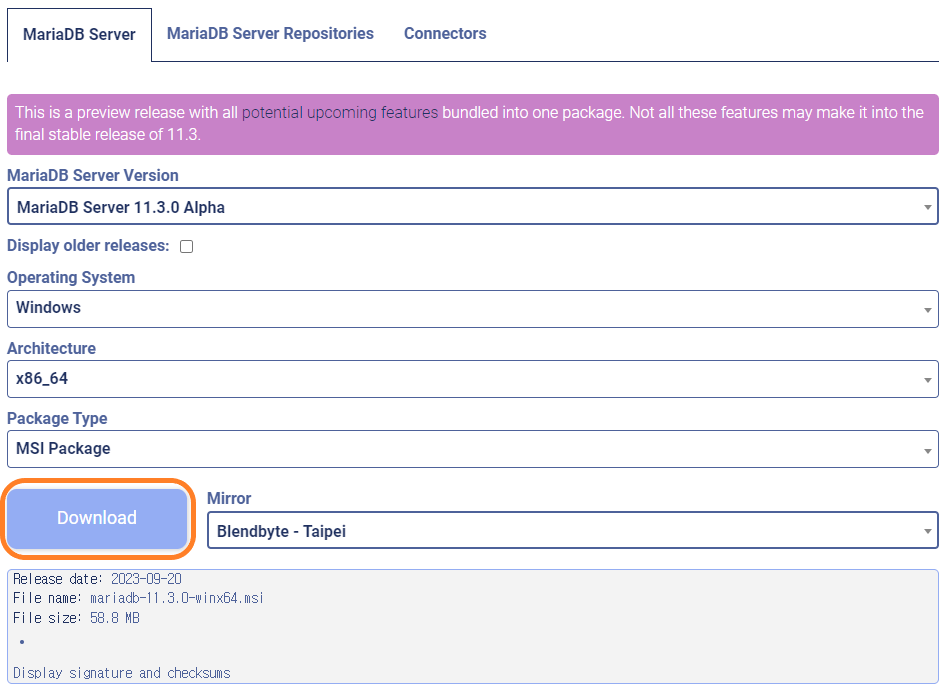 MariaDB 설치 방법 및 접속 확인 (Windows)