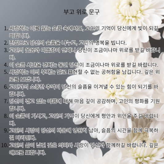 부군상 뜻 남편상 해석과 따뜻한 부고 위로 문자 문구 모음