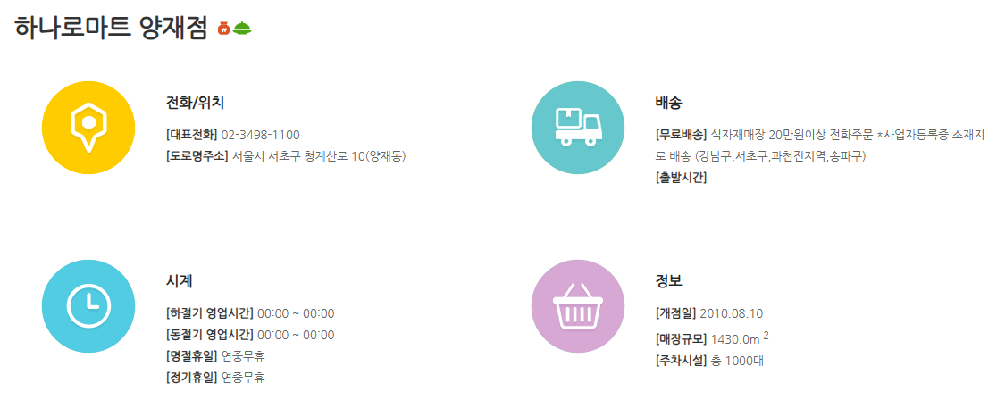 하나로마트 양재점 배달 명절 선물세트 예약 영업시간 주차 총정리