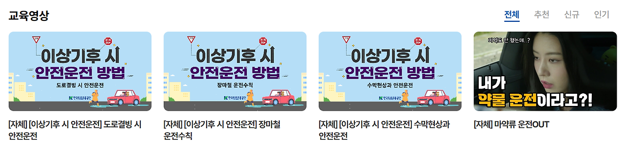 긴급자동차 운전자 교육 (trafficedu.koroad.or.kr/)