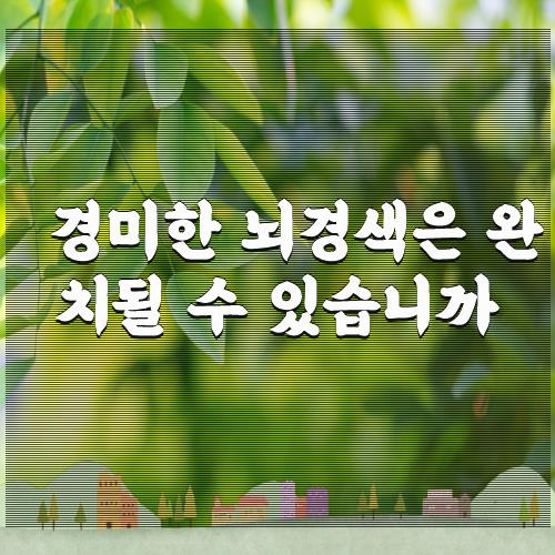 경미한 뇌경색은 완치될 수 있습니까