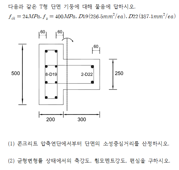철근콘크리트 단면의 소성중심(Plastic Centroid) : 편심거리 및 관련 예제 풀이