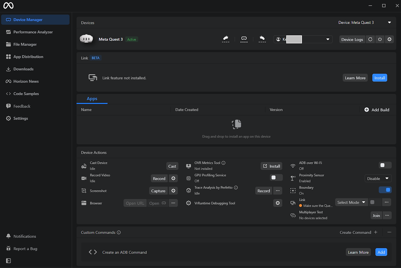 메타퀘스트3 PC 연결하는 방법(Meta Quest Developer Hub 설치)