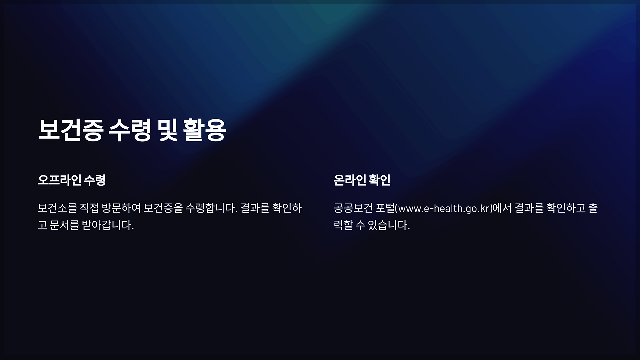 보건소 보건증 발급 항목 유효기간 비용 가격 필요서류 필요대상 업종