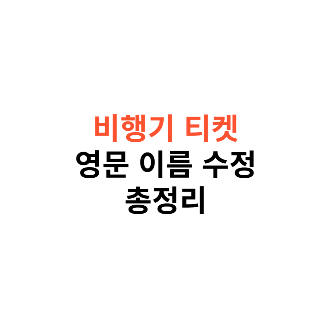 항공권 예약 비행기 티켓 영문 이름 수정 및 변경 방법 총정리