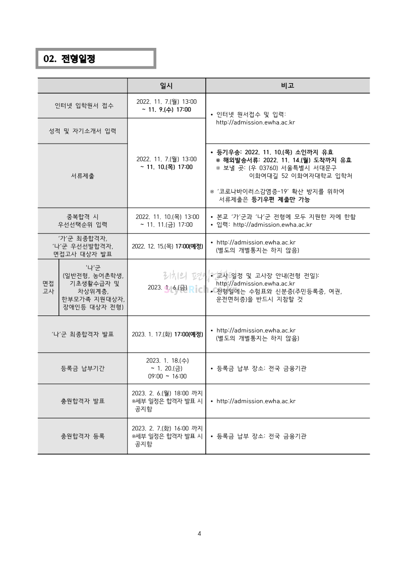 이화여대 약대편입 2023학년도 모집요강 간편하게 보자