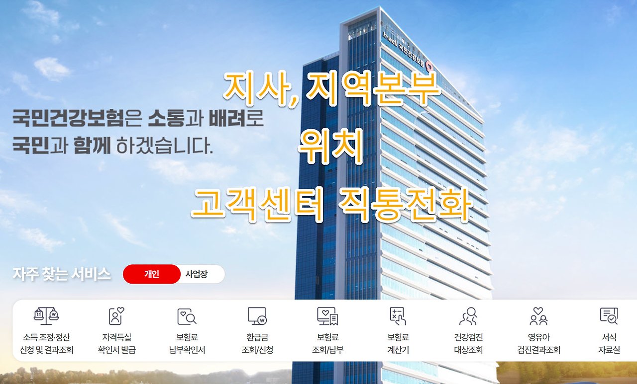 국민건강보험공단 광진지사 위치 주소 팩스번호 고객센터 전화번호