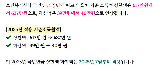 2025년도 4대 보험 요율 2024년과 비교 실제 적용사례