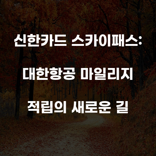 신한카드 스카이패스 대한항공 마일리지 적립의 새로운 길