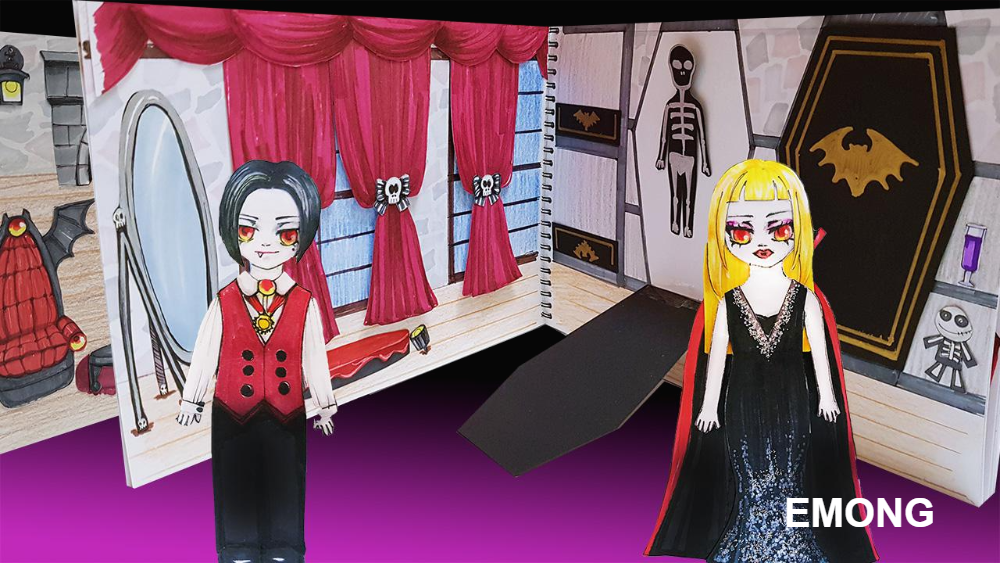 Paper Doll EMONG | Making Halloween Paper Dollhouse for Free Download ...