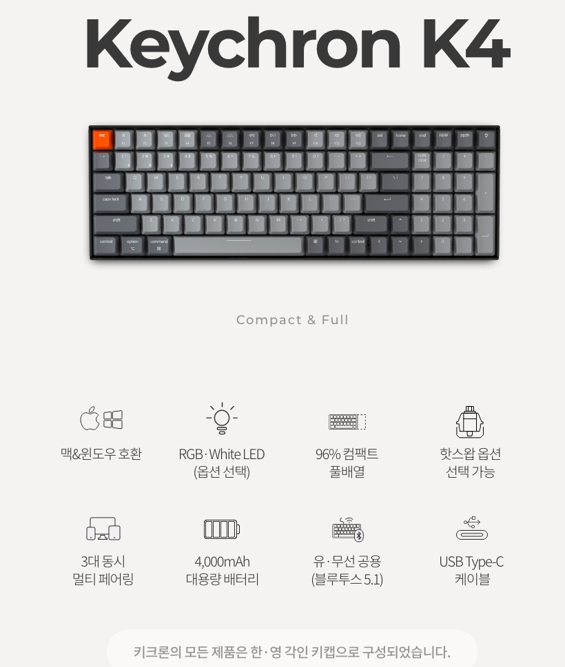 키크론 K4 100키 96% 배열 - 블렌더작업을 위한 키보드 구입