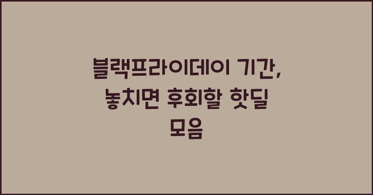 블랙프라이데이 기간 놓치면 후회할 핫딜 모음