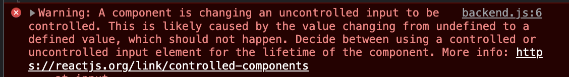 A component is changing an uncontrolled input to be controlled. 해결 방법