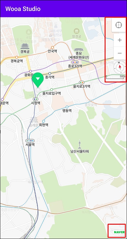 [네이버 지도 API] UI 컨트롤 제어하기(나침반, 축척바, 줌버튼, 현위치 버튼, 네이버 로고) - Wooa Studio