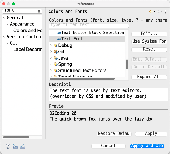 [eclipse] UI 폰트 크기