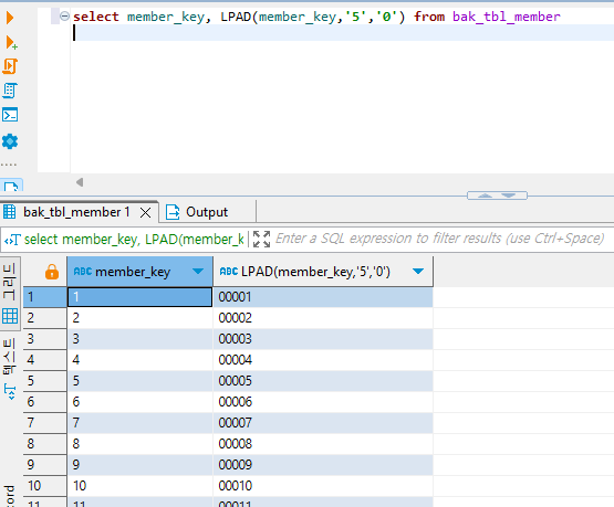 [mysql] 비어있는 자릿수 0으로 채우기