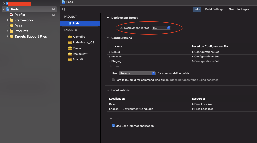 [iOS error] The iOS Simulator deployment target 'IPHONEOS_DEPLOYMENT_TARGET' is set to 8.0