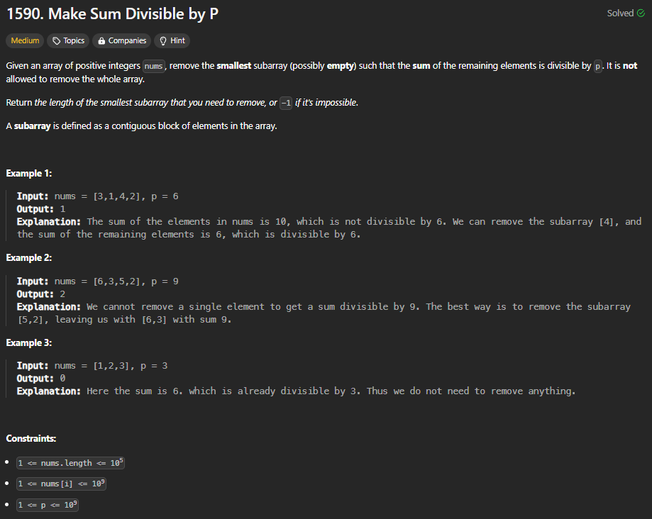 1590. Make Sum Divisible by P