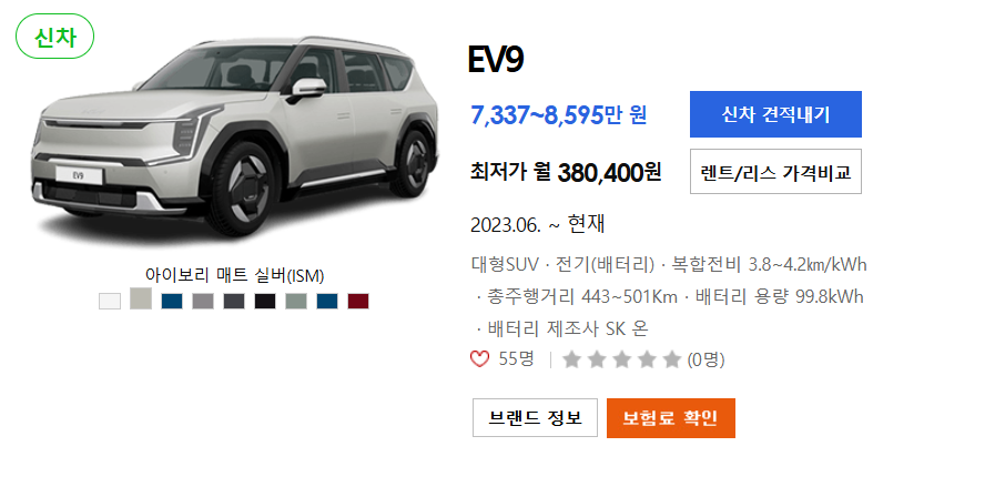 2025 EV9 가격