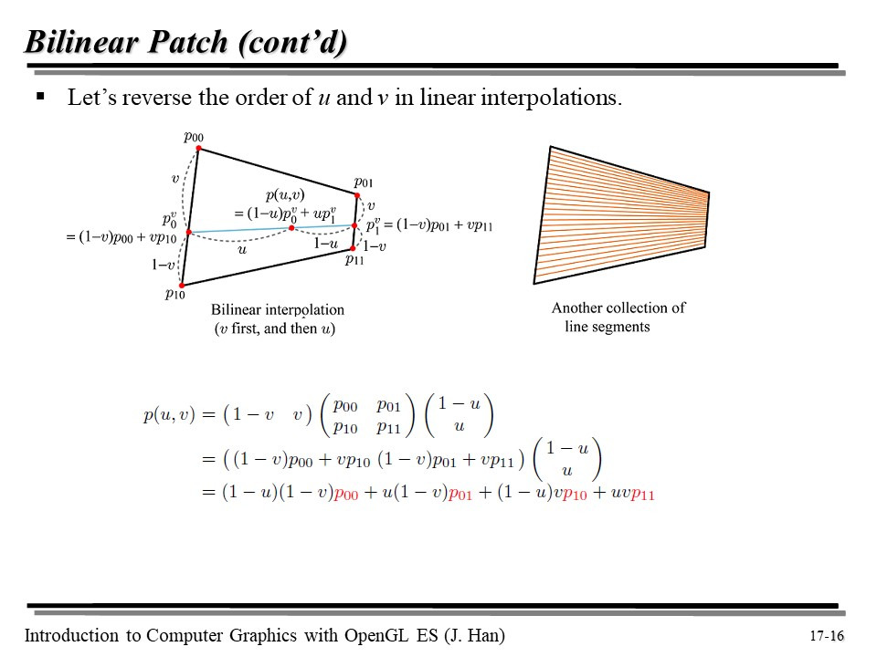 [OpenGL ES] 17강 : 베지어 곡선, 드 카스텔조 알고리즘, 허밋(Hermit) 곡선, Bilinear Patch, 베지어 삼각형