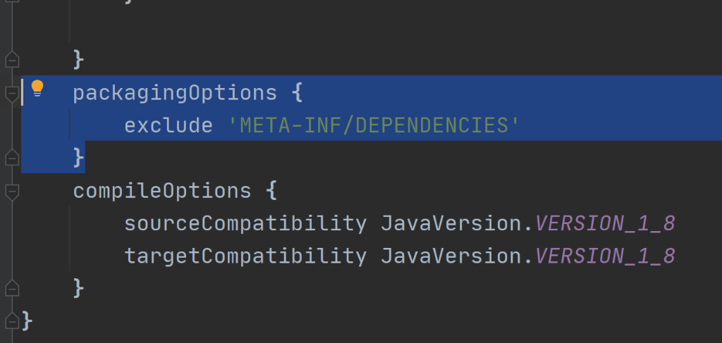 More than one file was found with OS independent path 'META-INF/INDEX.LIST' 해결 방법