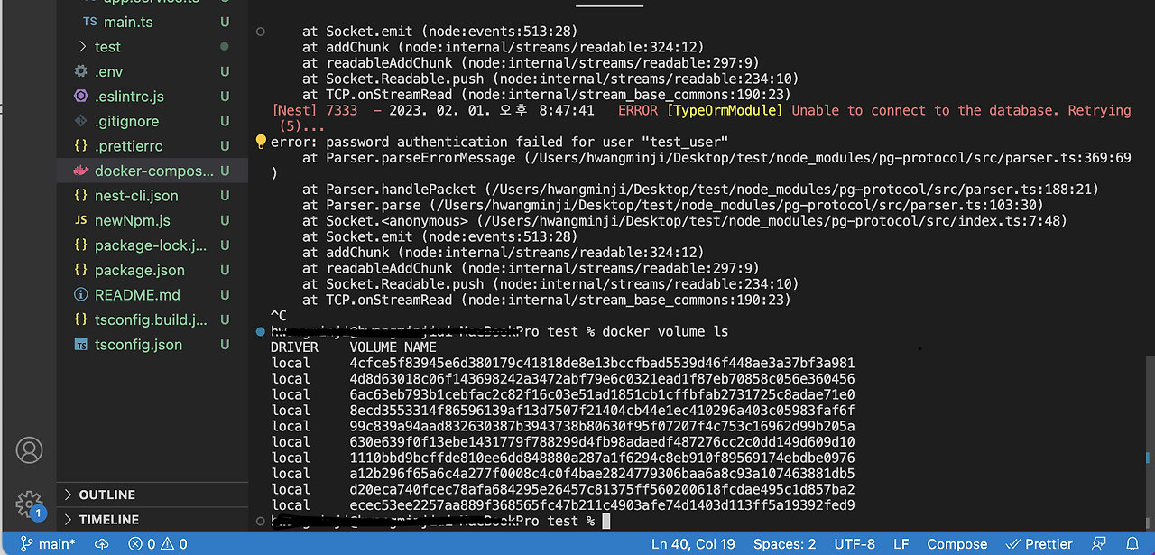 [0]password authentication failed for user nestjs docker