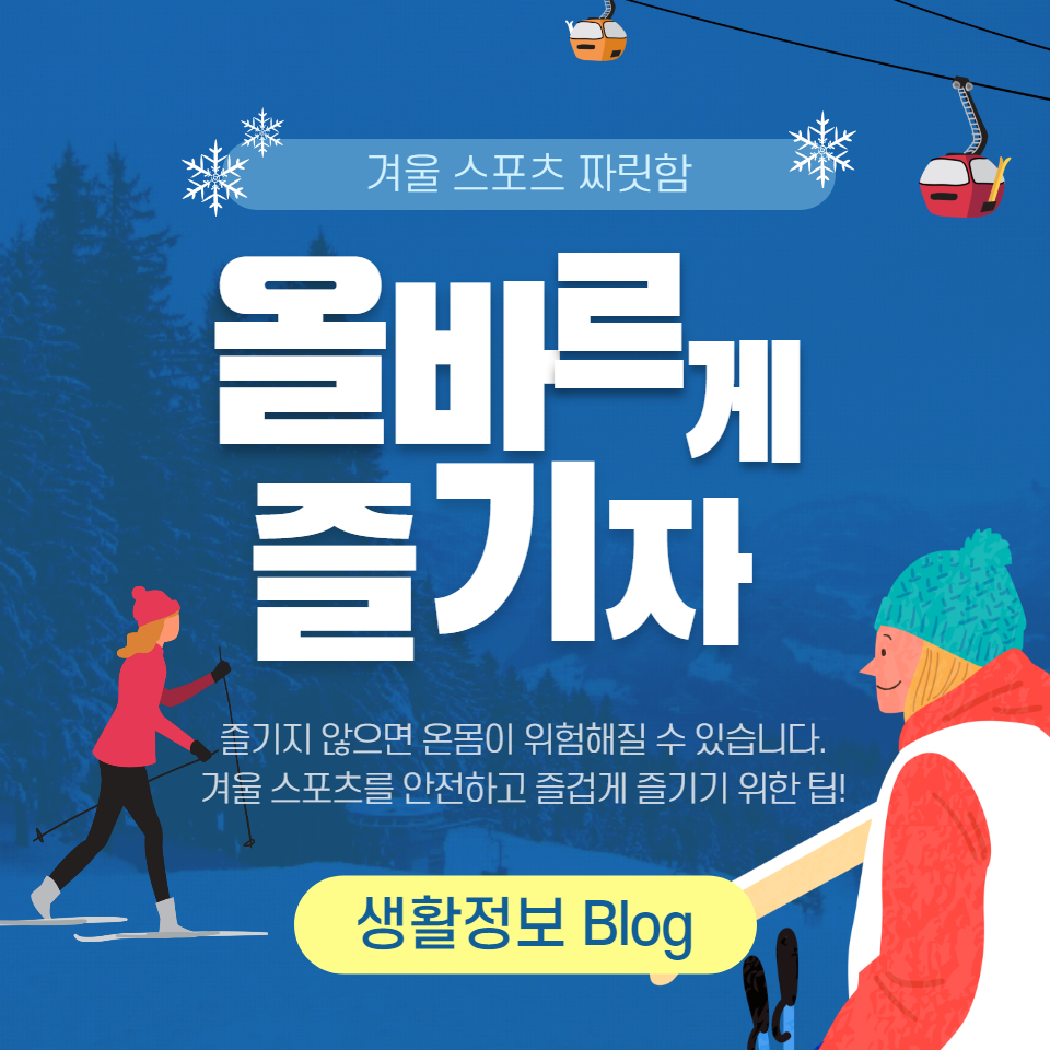 겨울 스포츠의 매력과 올바른 방법으로 즐기기 위한 안전 수칙을 소개합니다 스키 스노보드 아이스 스케이팅 등 다양한 겨울