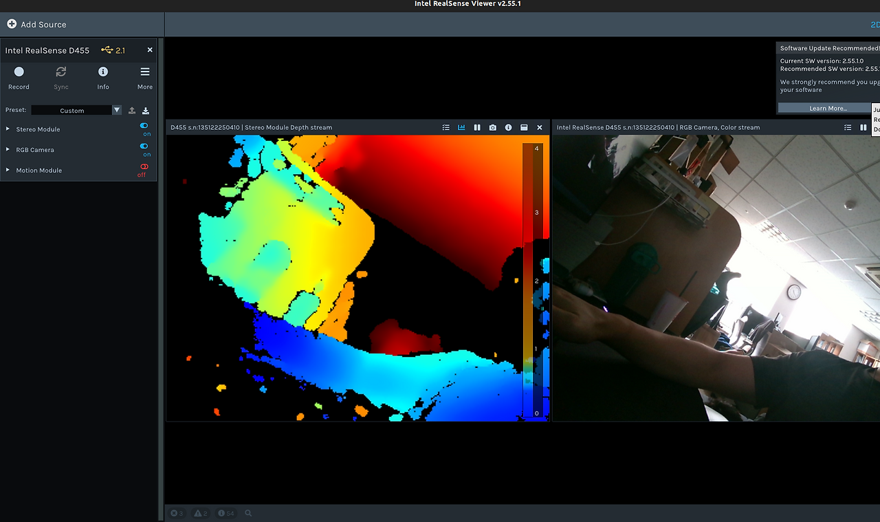 ROS2에 intel realsense D455 실행하기