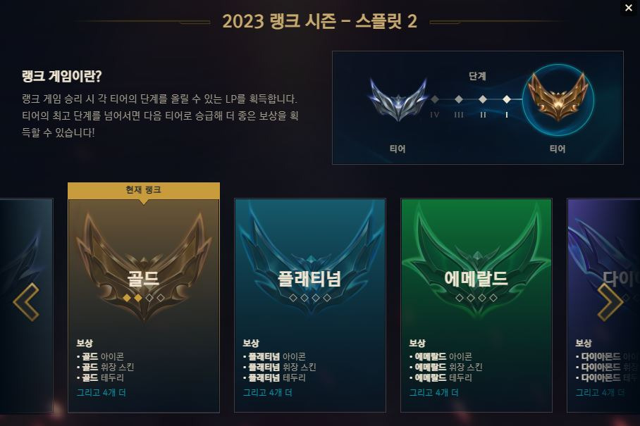 리그 오브 레전드 Lol 랭크 게임 티어별 보상 승리 스킨 획득 조건