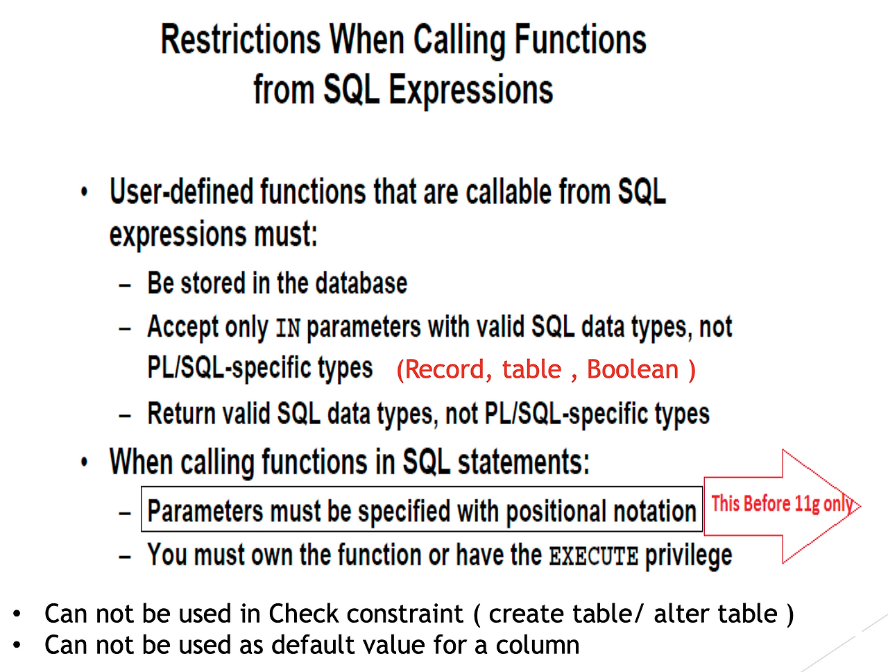 043 - [Oracle PL/SQL] Restrictions when calling functions
