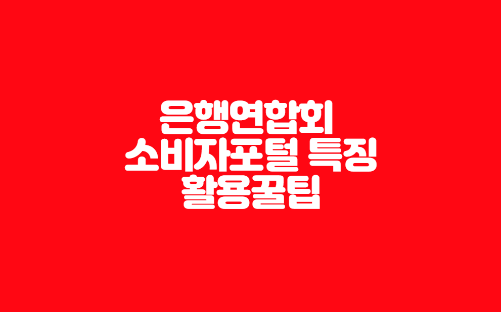 은행연합회 소비자포털 특징 및 제공서비스 활용꿀팁