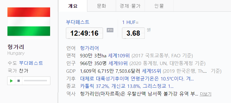 헝가리환율 포린트