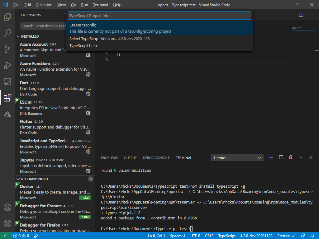 Typescript 1 Vscode에서 Typescript 컴파일하기