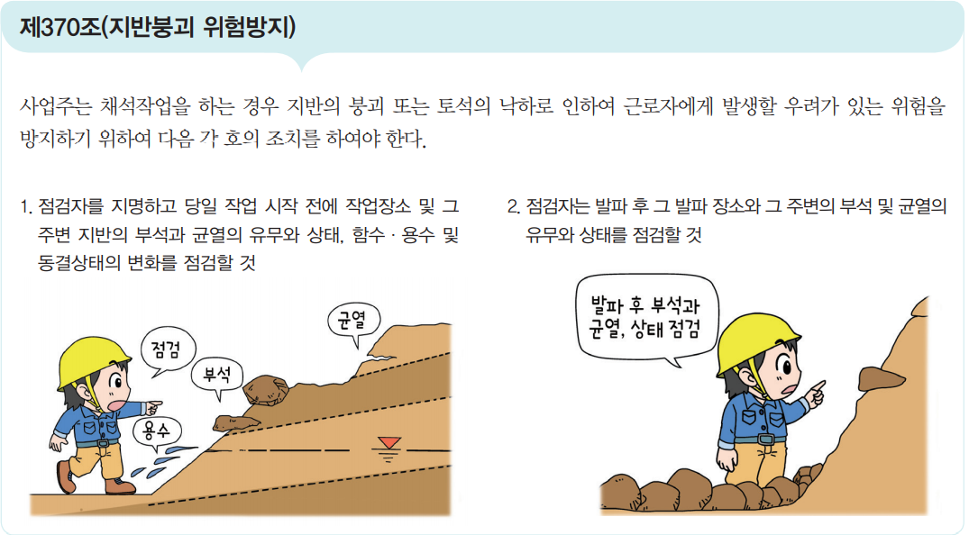 채석작업 붕괴 등의 위험방지조치 And 작업시작 전 점검사항 스페이스디자인