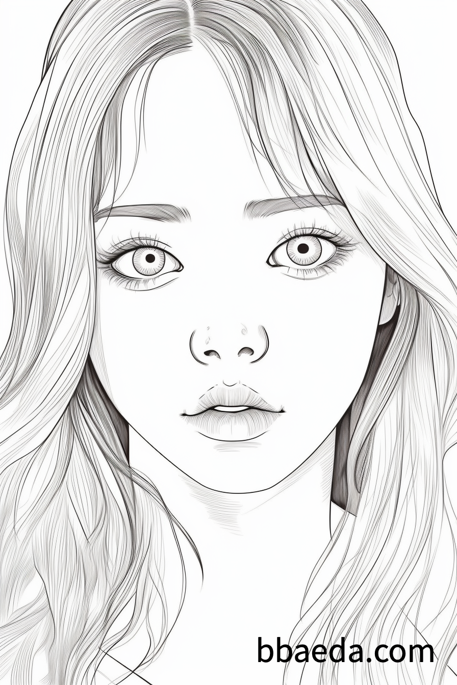 색칠도안 메이크업 연습 도안 다양한 한국 여성 얼굴