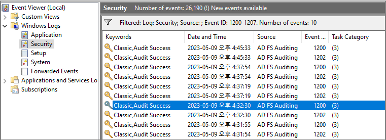 ADFS 2022. XML Data 형식인 로그인 로그를 CSV로 내보내기 :: 페푸리의 Office Server 이야기