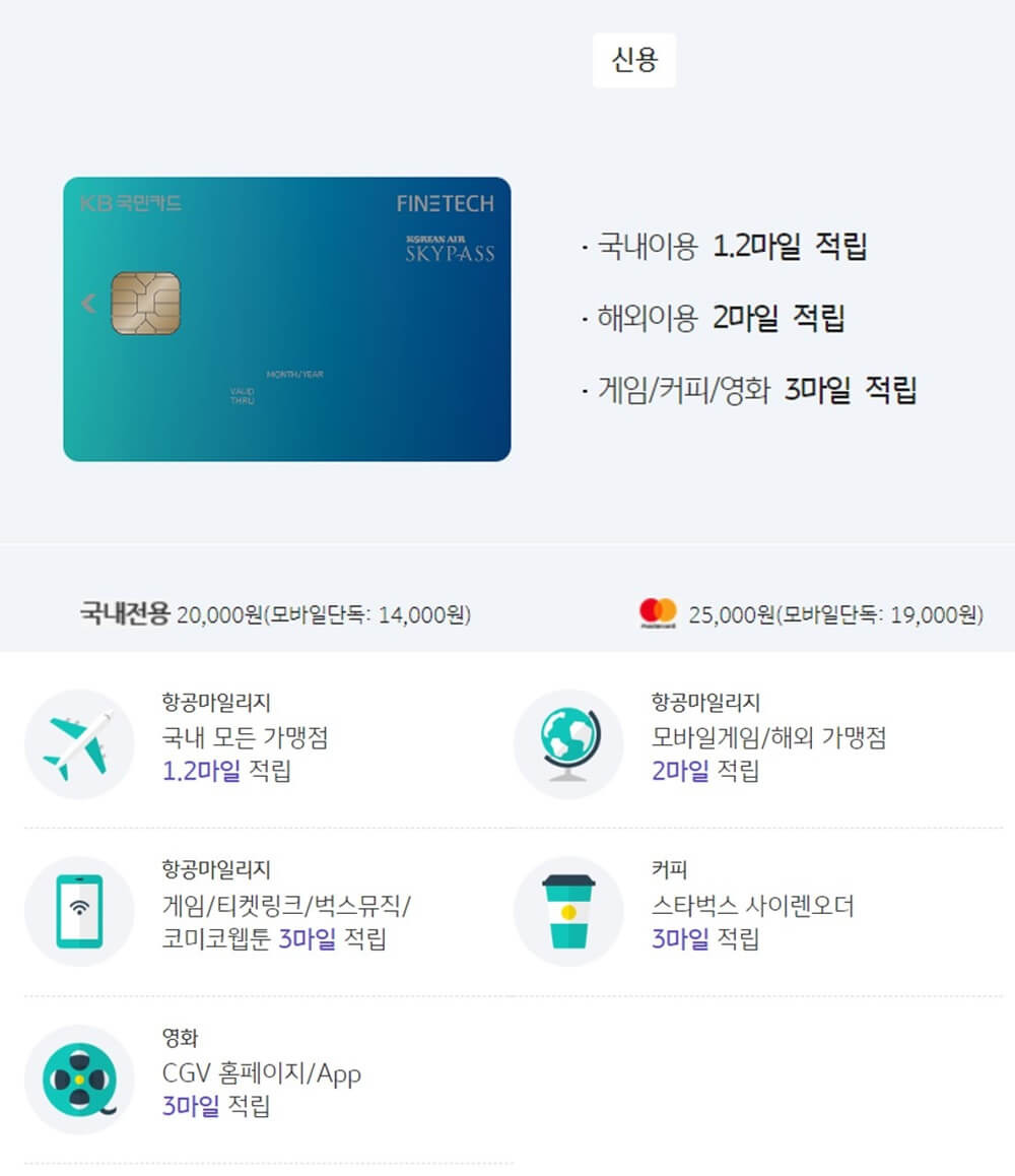 대한항공 마일리지 적립 신용카드 추천 💎연회비 5만원 이하 Best 4