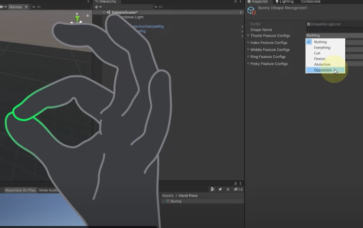 Unity Hand Pose Detection with OVR