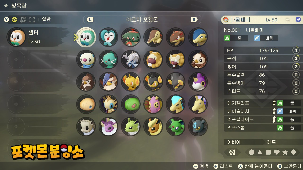 레전드 아르세우스 이로치 포켓몬 총 목록 포켓몬 분양소