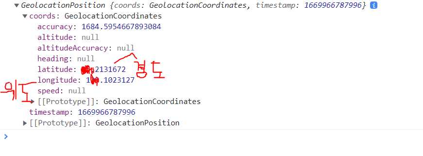 [javascript] 현재 위치 정보 가져오기 위해 Geolocation 을 찾아보았다.