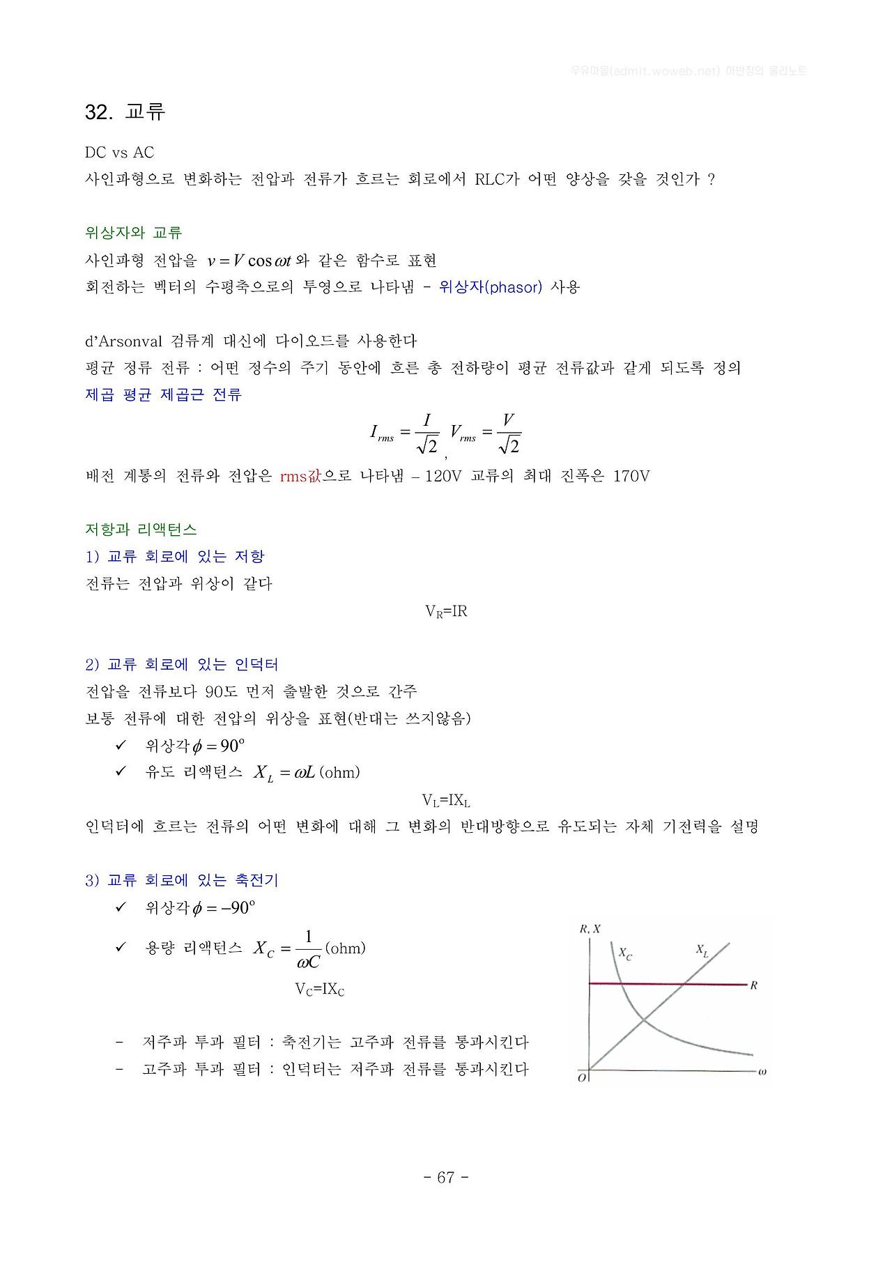 위상자와 교류 제곱 평균 제곱근 전류 저항과 리액턴스 Lrc 직렬회로 교류회로에서의 전력 공명 변압기