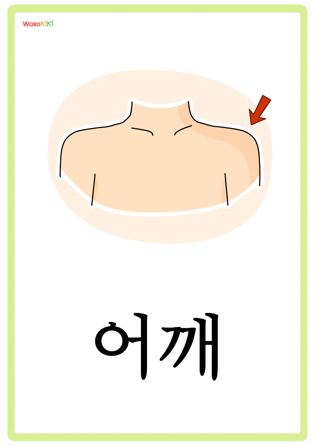 신체단어카드 18장 08 신체 한글 낱말카드 한글카드