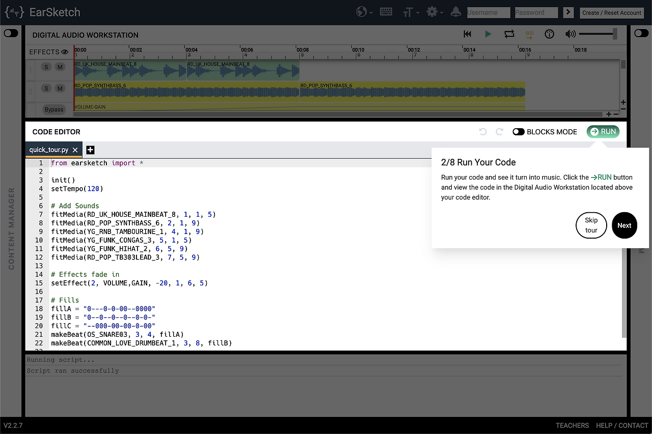 파이썬으로 작곡하기 EarSketch