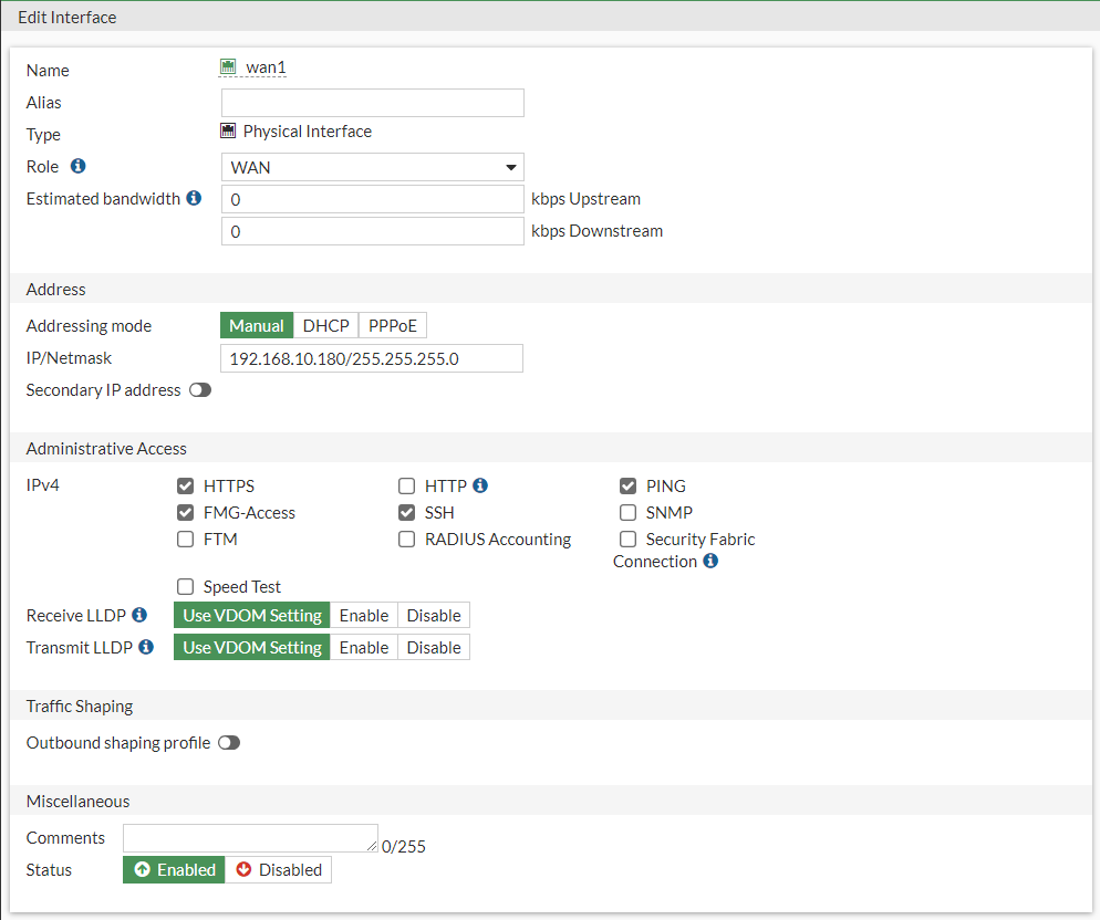 fortigate 기본 nat 모드 설정