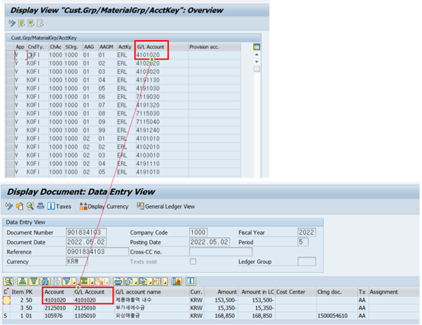 SD Billing 매출 G/L 계정 설정