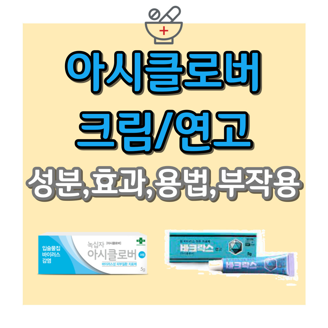 입술포진 연고 아시클로버크림의 가격 성분 효능 용법 부작용 주의사항