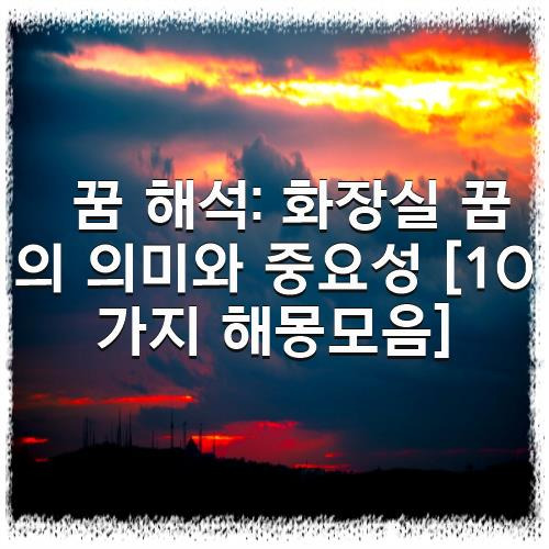 꿈 해석 화장실 꿈의 의미와 중요성 10가지 해몽모음