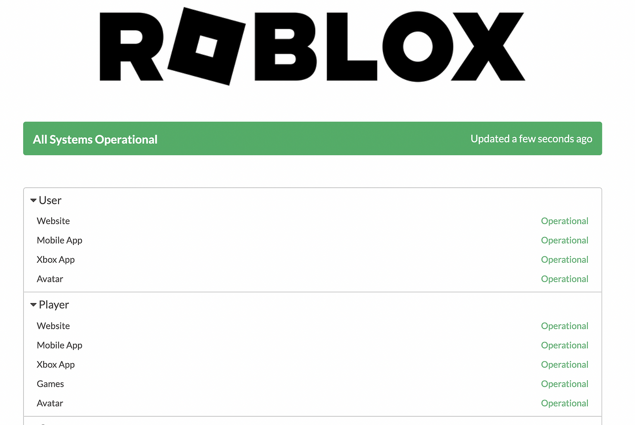 로블록스 서버 상태 확인 사이트 (https://status.roblox.com/)