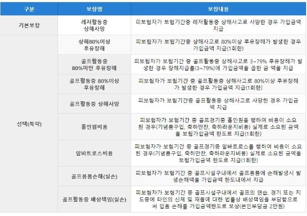 홀인원 보험 Top5 비교 Kb손해 삼성화재 현대해상 Db 롯데