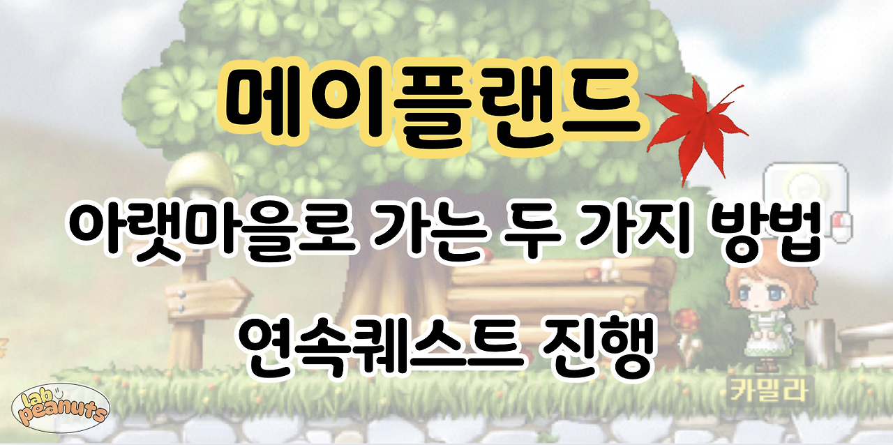 메이플랜드 카밀라의 답장 아랫마을로 가는 두 가지 방법 퀘스트 진행
